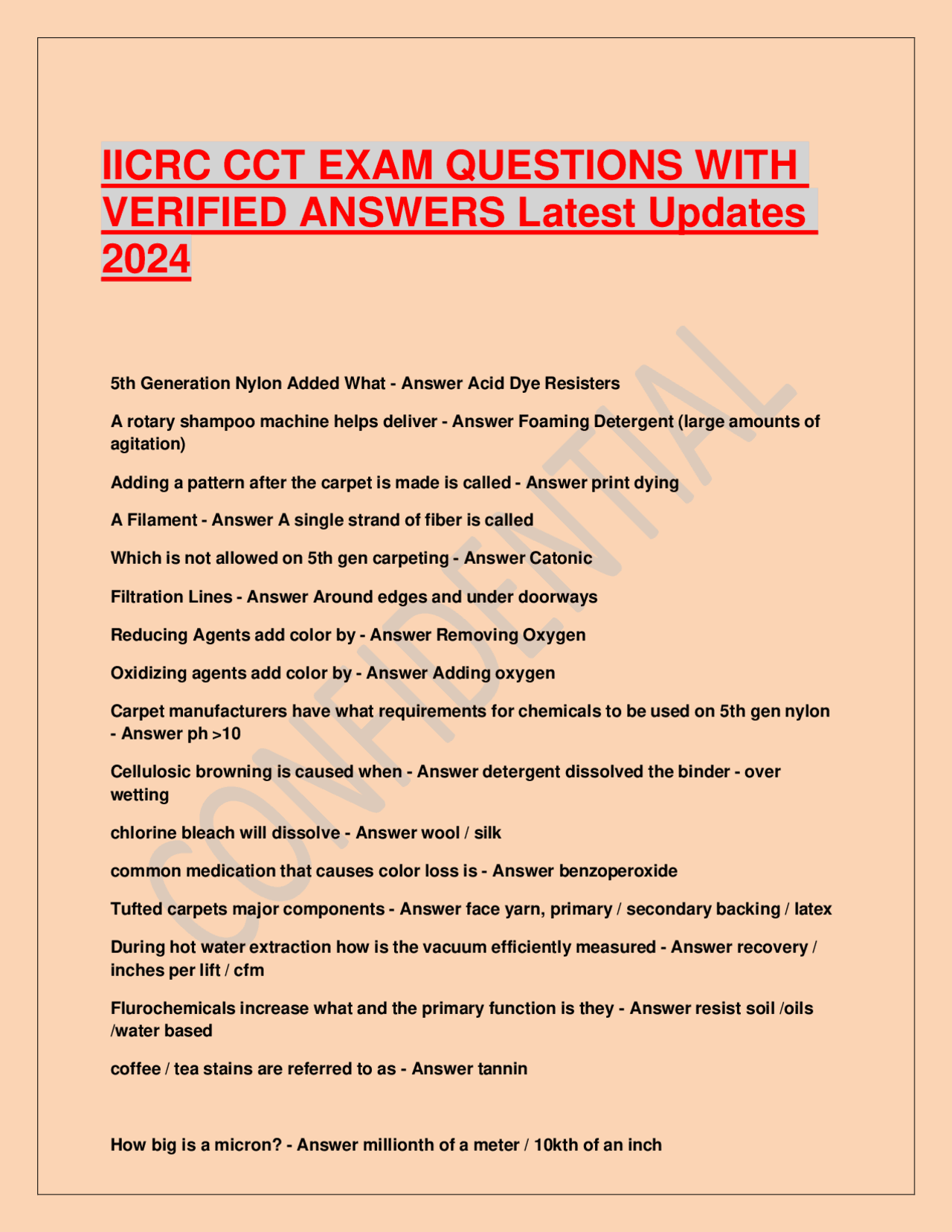 IICRC CCT EXAM QUESTIONS WITH VERIFIED ANSWERS Latest Updates 2024.pdf ...