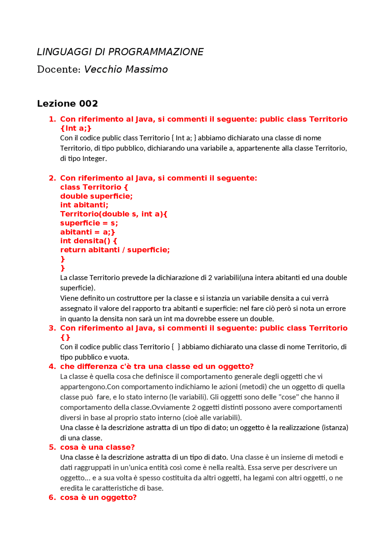 Paniere con risposte aperte - Linguaggi di Programmazione (2023/2024 ...