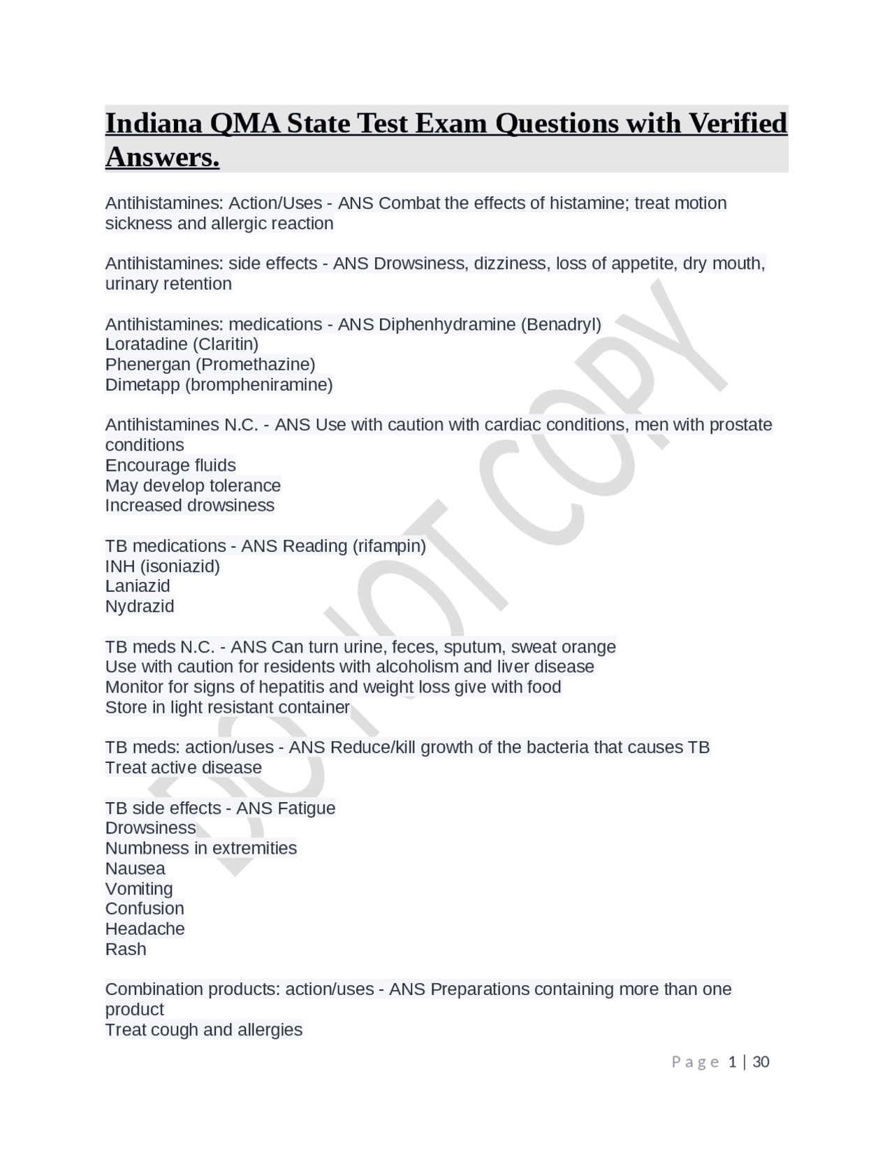 Indiana QMA State Test Exam Questions with Verified Answers. | Exams ...