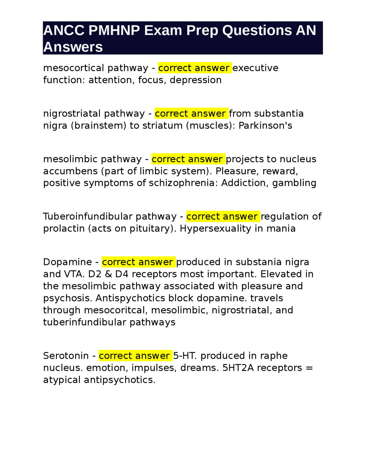 ANCC PMHNP Exam Prep: Neurotransmitters, Brain Pathways, & Neuro ...
