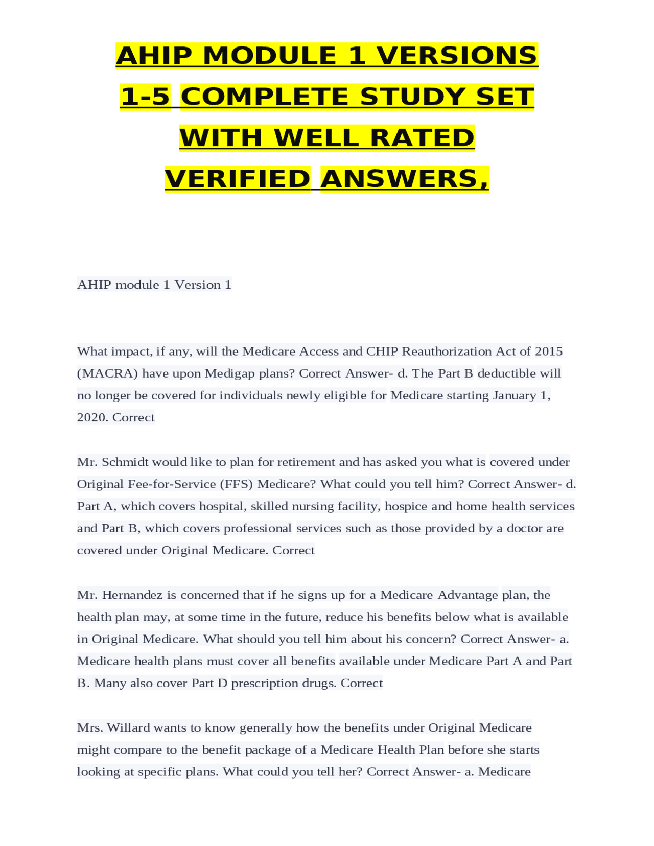 Medicare Coverage for Seniors: Part A, Part B, and Extra Benefits | Exams Nursing | Docsity