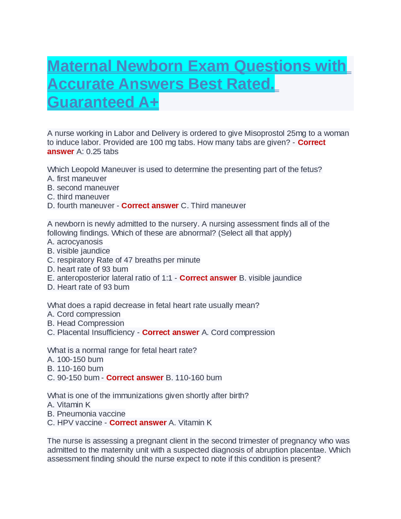 Pregnancy and Childbirth Assessment: Identifying Key Findings and ...