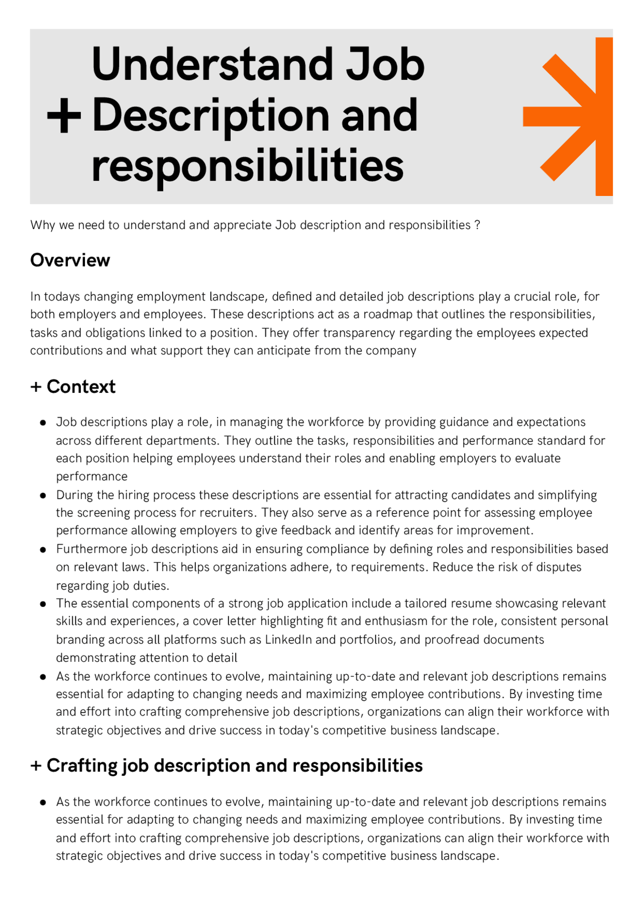 A job description and responsibilities. Complete overview | Thesis ...