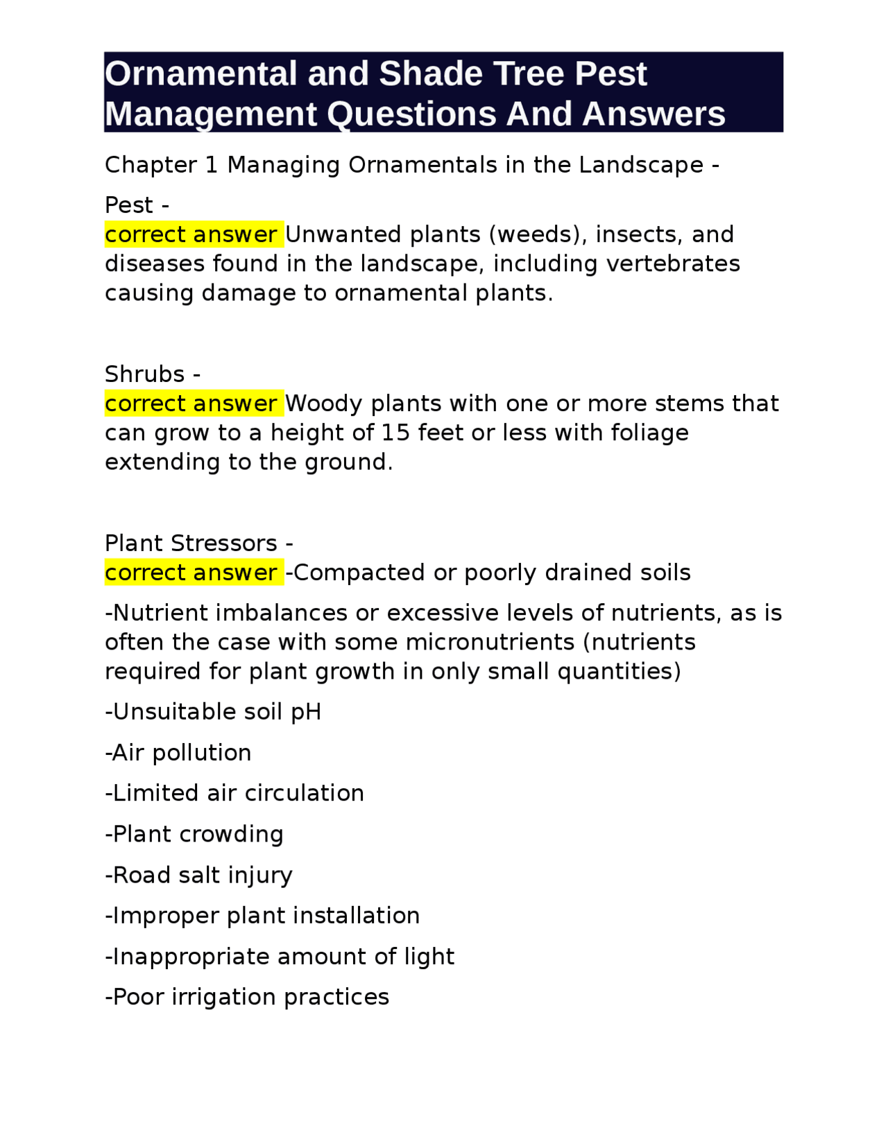 Ornamental and Shade Tree Pest Management: Questions and Answers ...
