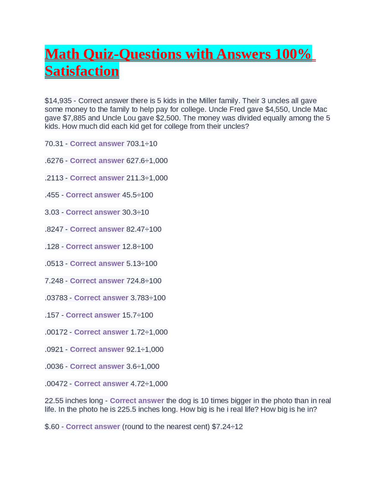 Math Quiz: Solving Problems with Family Finances and Rent Payments ...