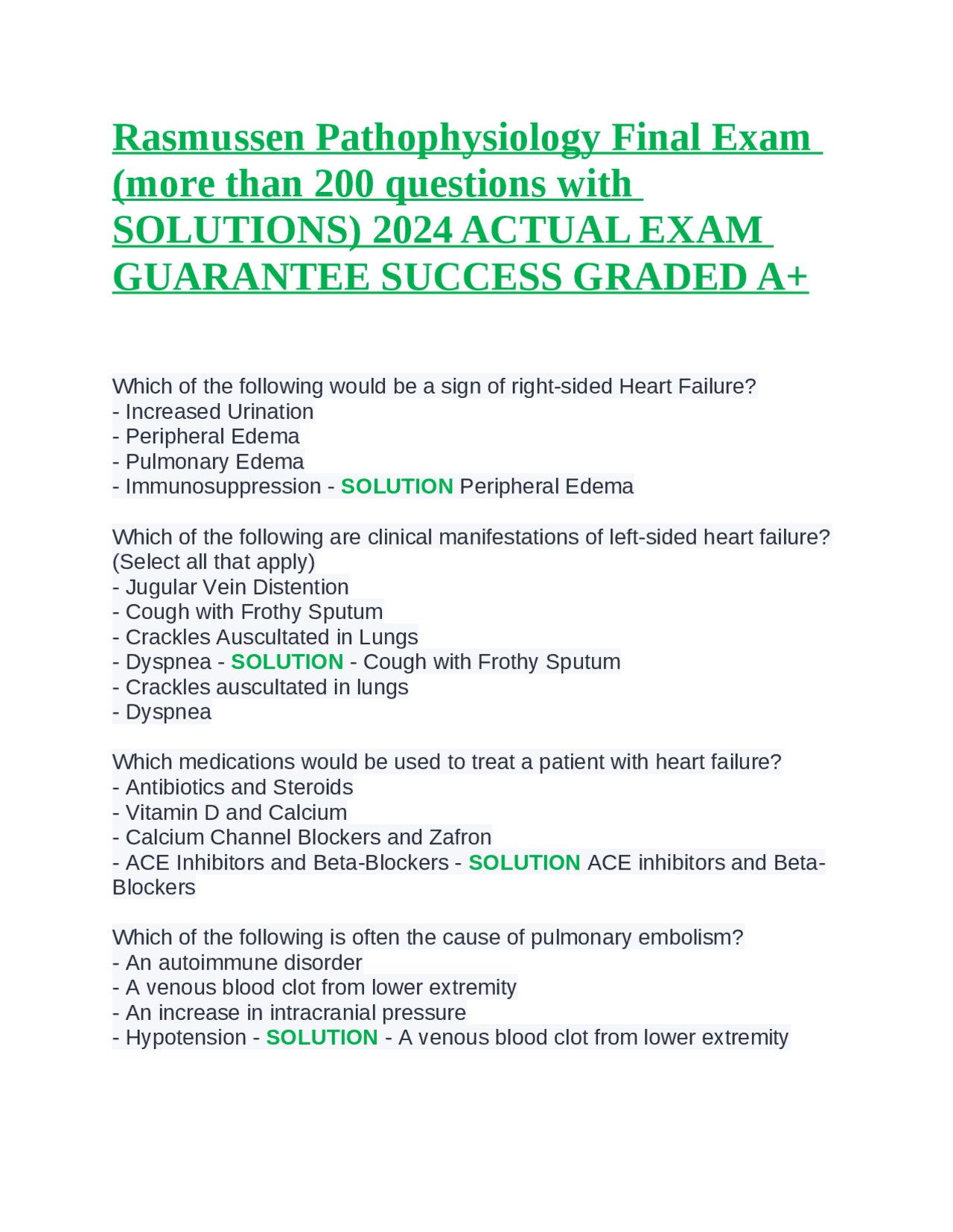 Medical Quiz: Answers to Various Health-Related Questions | Exams ...