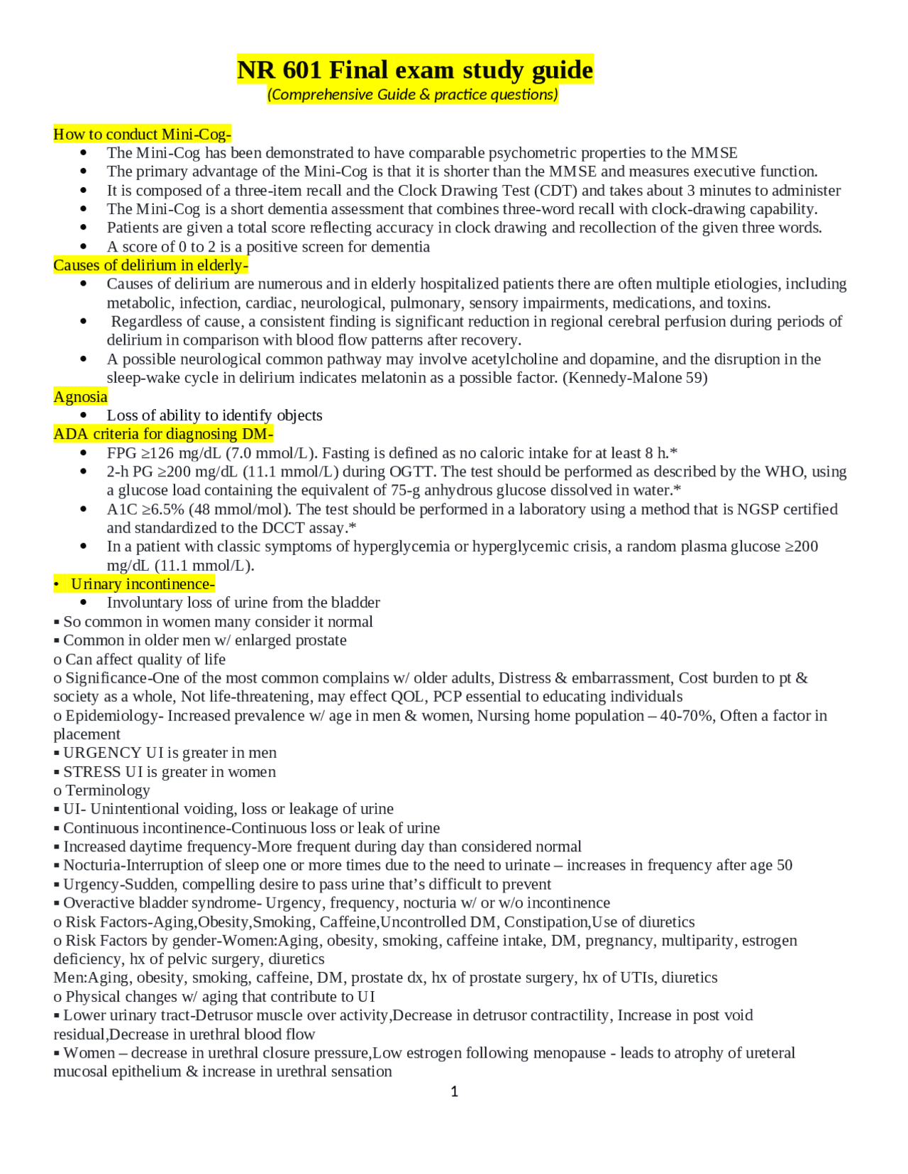 NR 601 Final Exam Study Guide / NR601 Final Exam Study Guide(V-1)(New, 2024):Chamberlain | Study ...