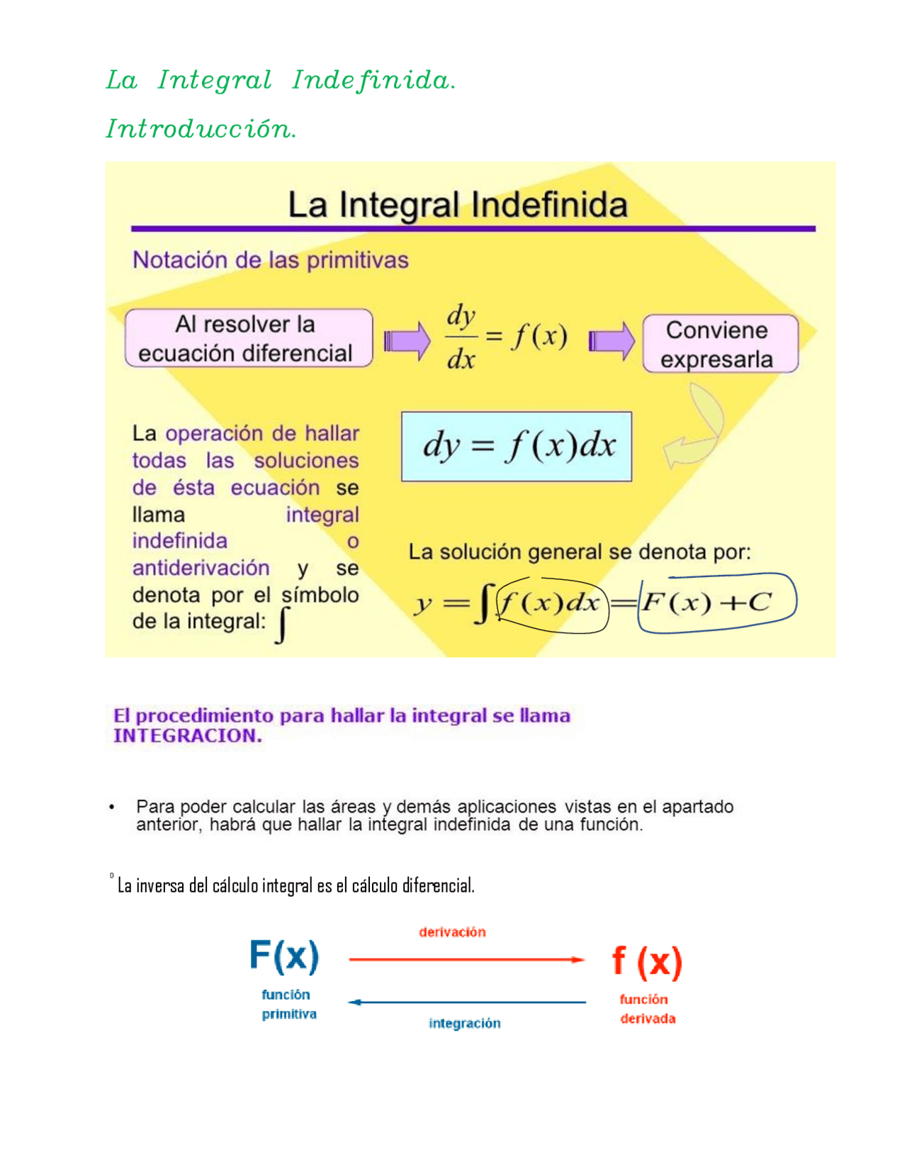 Introducción a la Integral Indefinida | Ejercicios de Matemáticas | Docsity