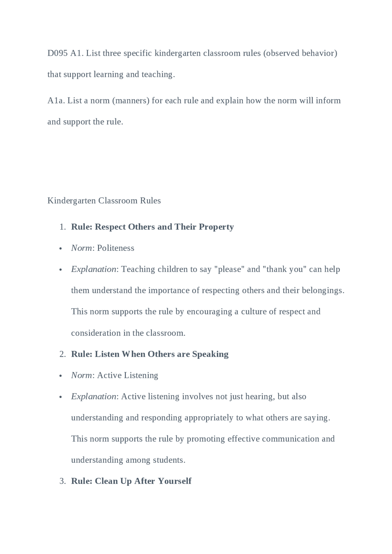 Kindergarten Classroom Rules & Norms for Effective Learning | Thesis ...