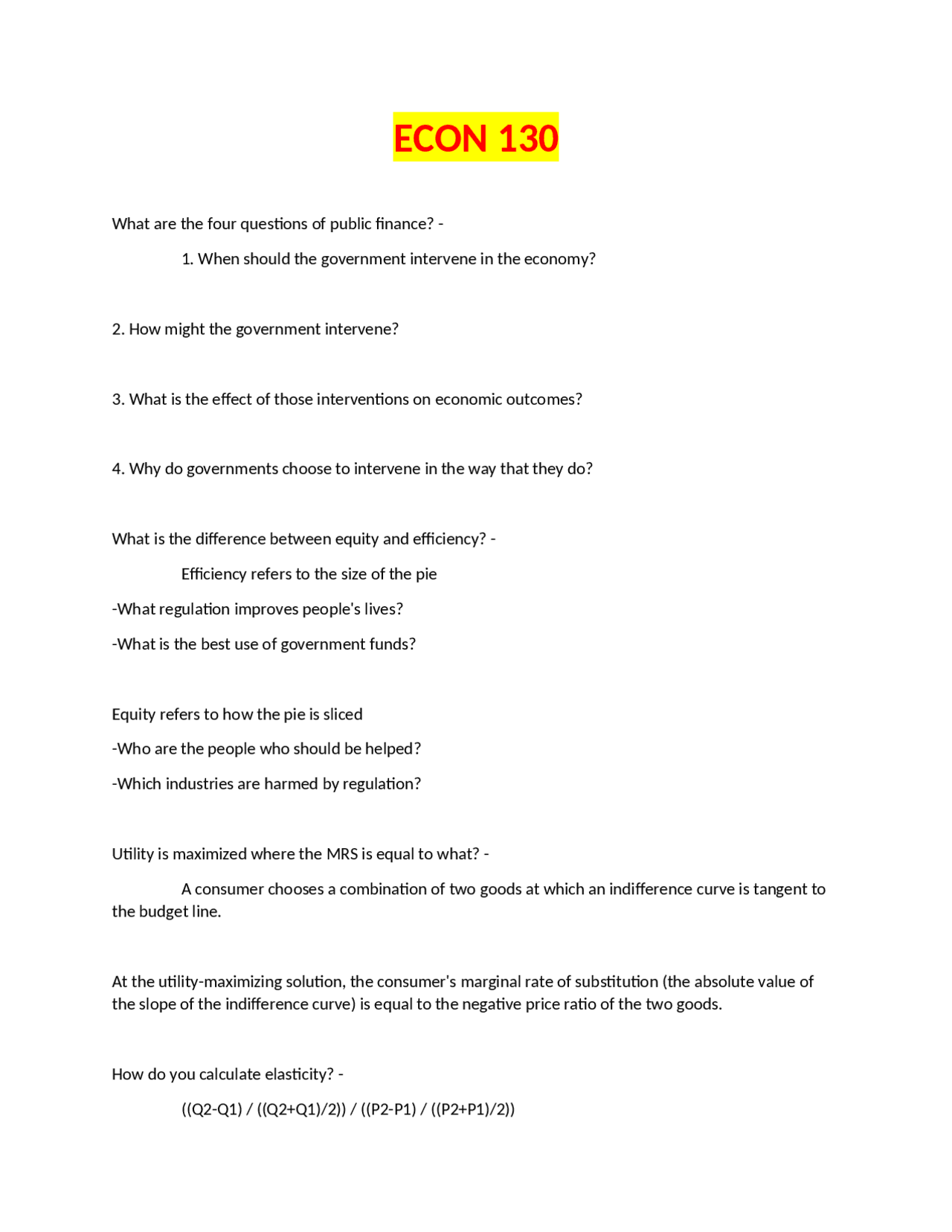 Economics 130: Public Finance and Welfare Economics | Exams Social Work ...