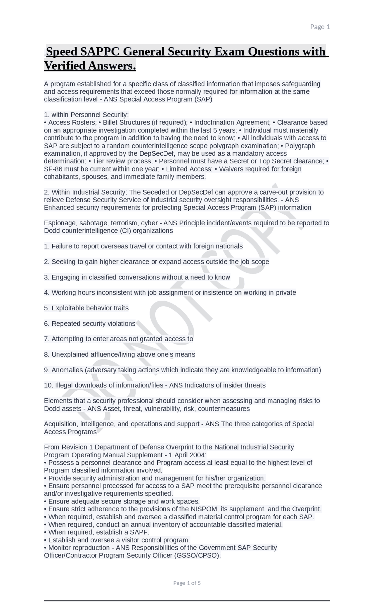 Special Access Programs: Security Measures and Countermeasures for ...