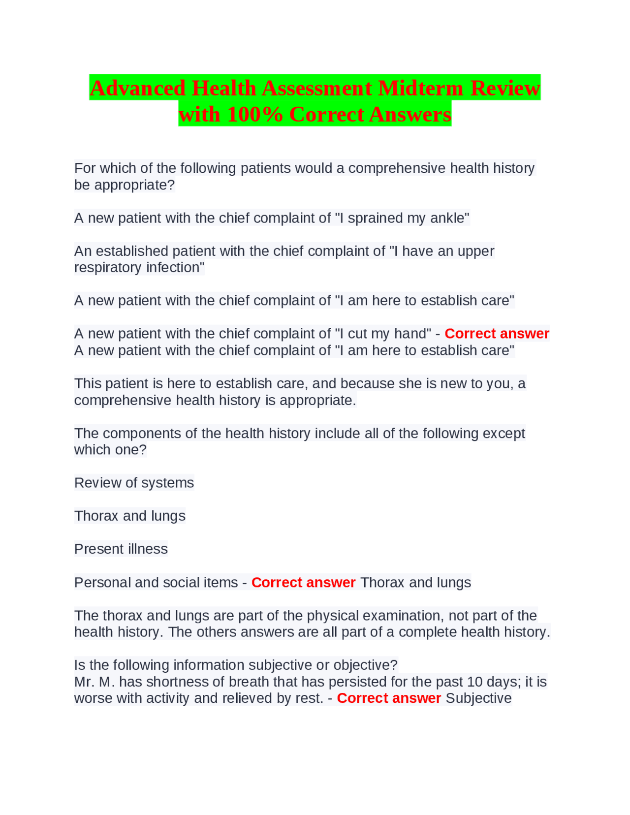 Components of a Health History: Identifying Missing Elements | Exams ...