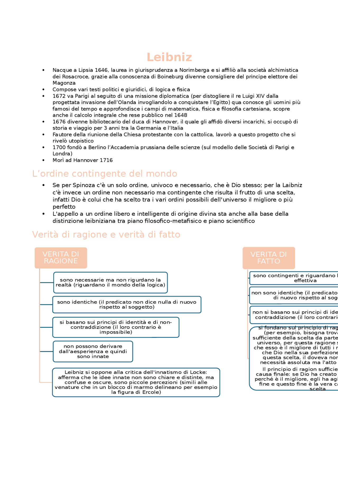 Gottfried Wilhelm von Leibniz e Baruch Spinoza | Sbobinature di Filosofia | Docsity