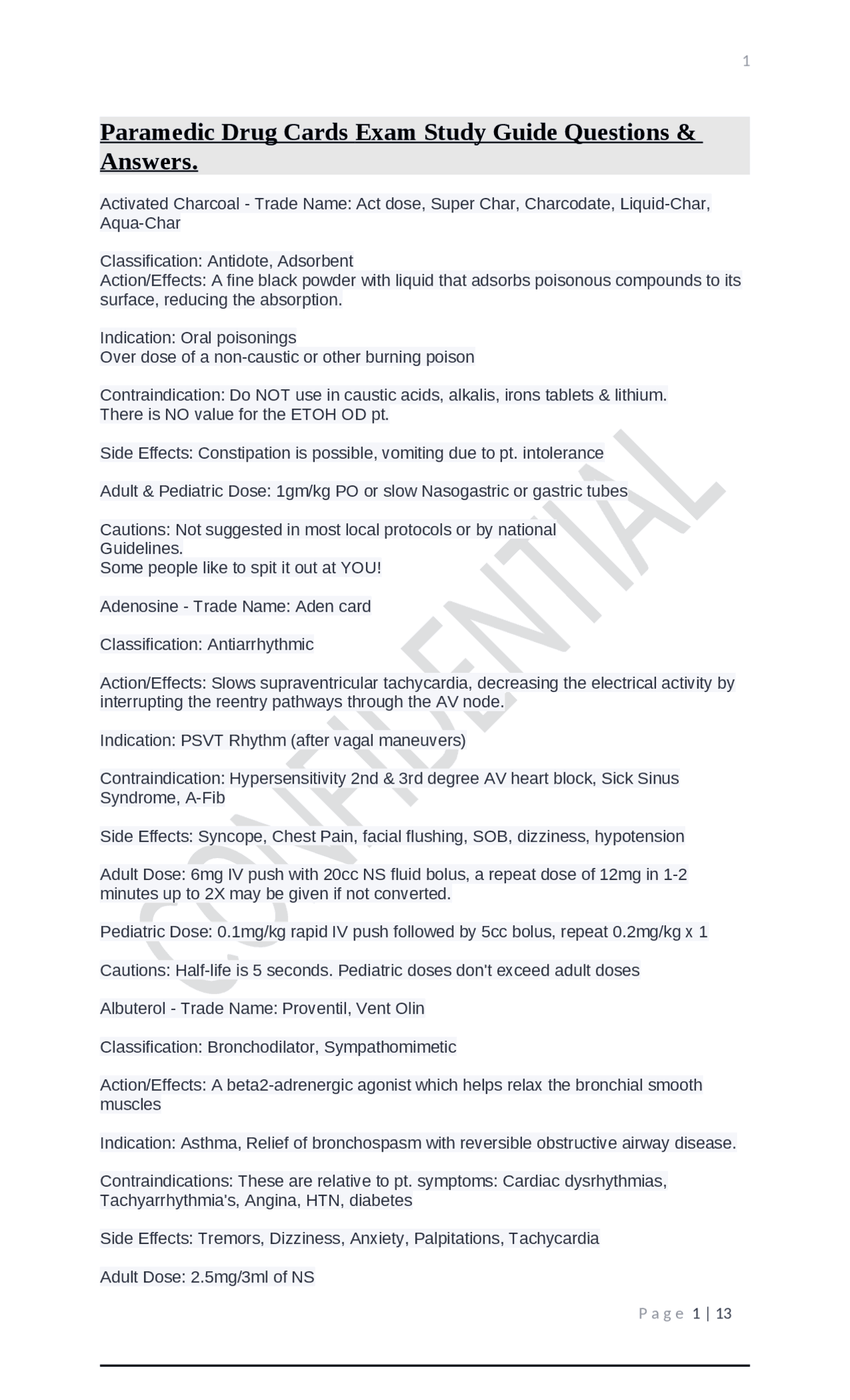 Emergency Medication Handbook | Exams Study of Commodities | Docsity