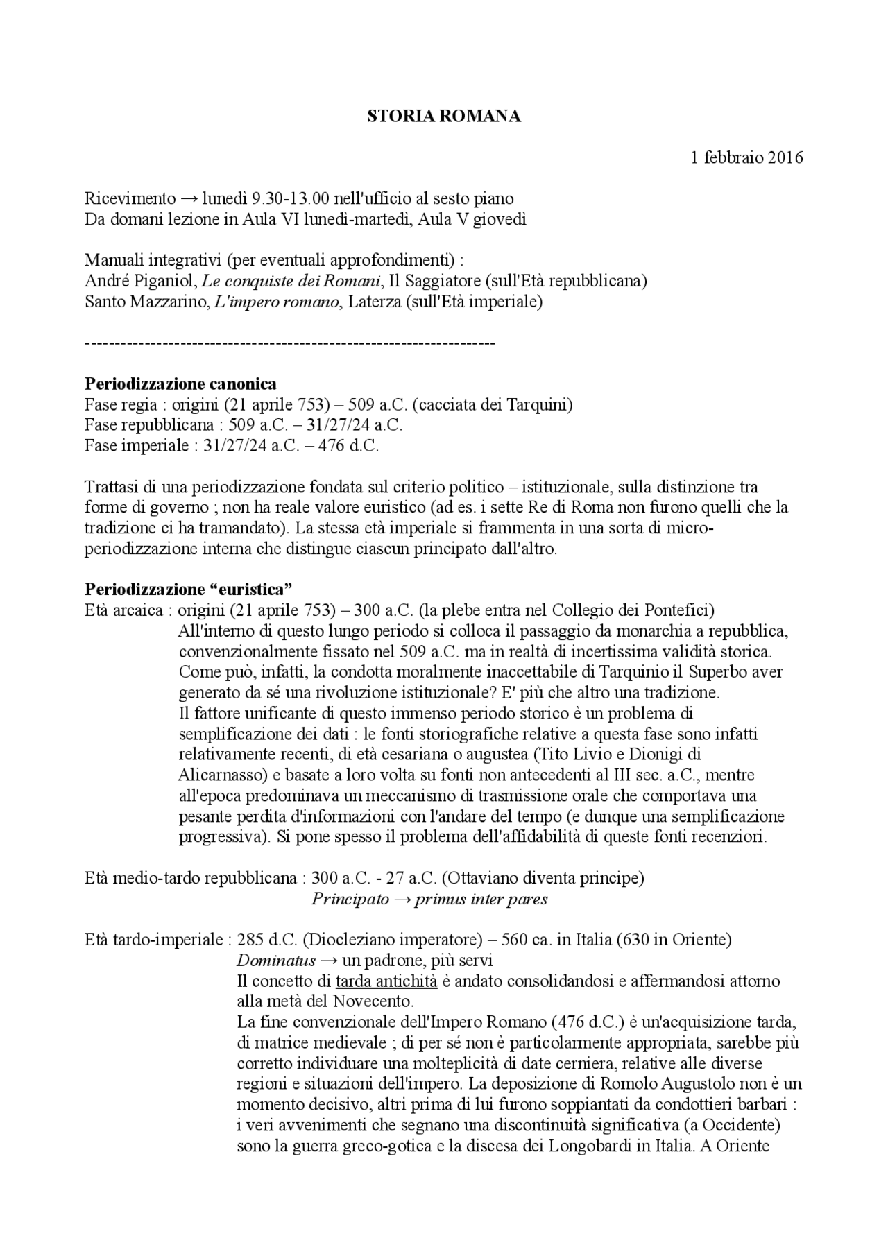 APPUNTI/RIASSUNTO SINTETICO - STORIA ROMANA | Appunti di Storia Romana ...