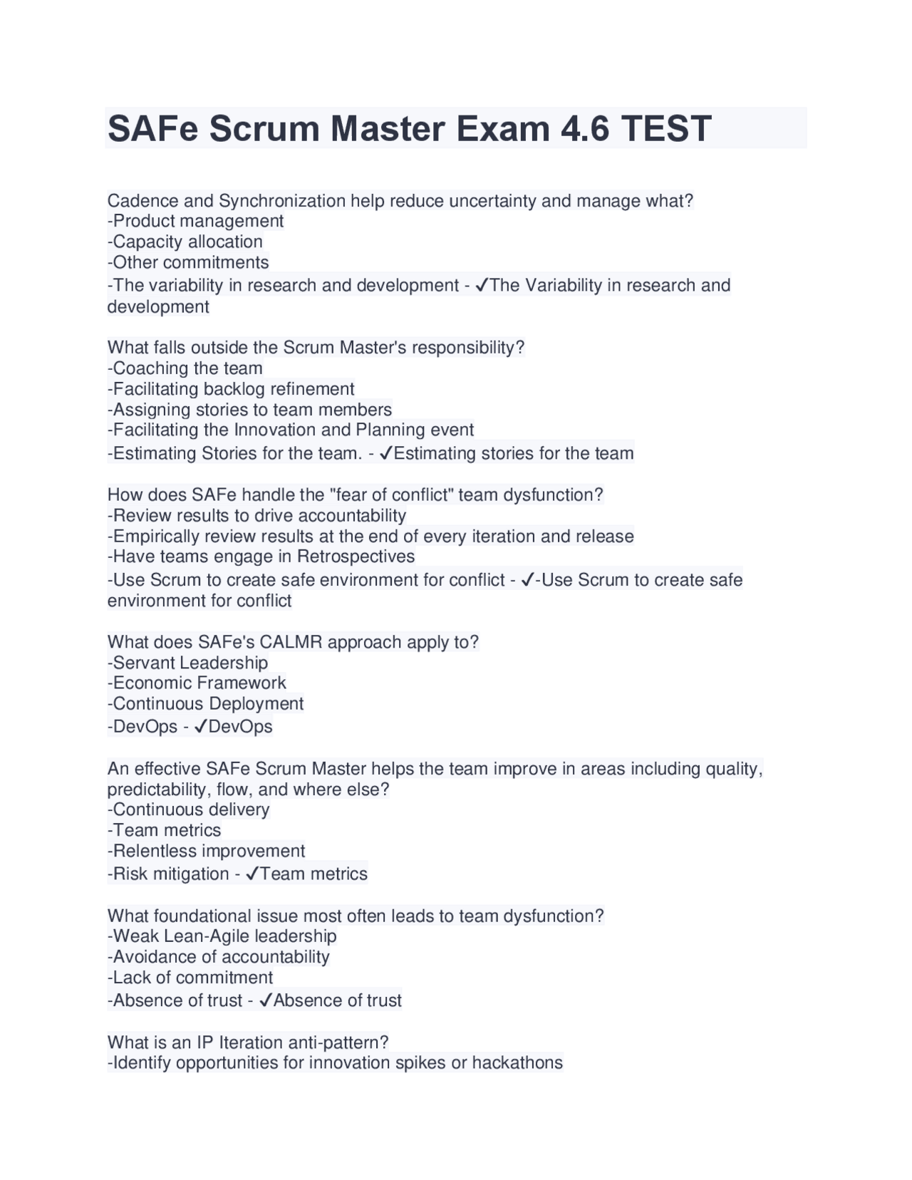SAFe Scrum Master Exam 4.6: Roles, Practices, and Challenges | Exams ...