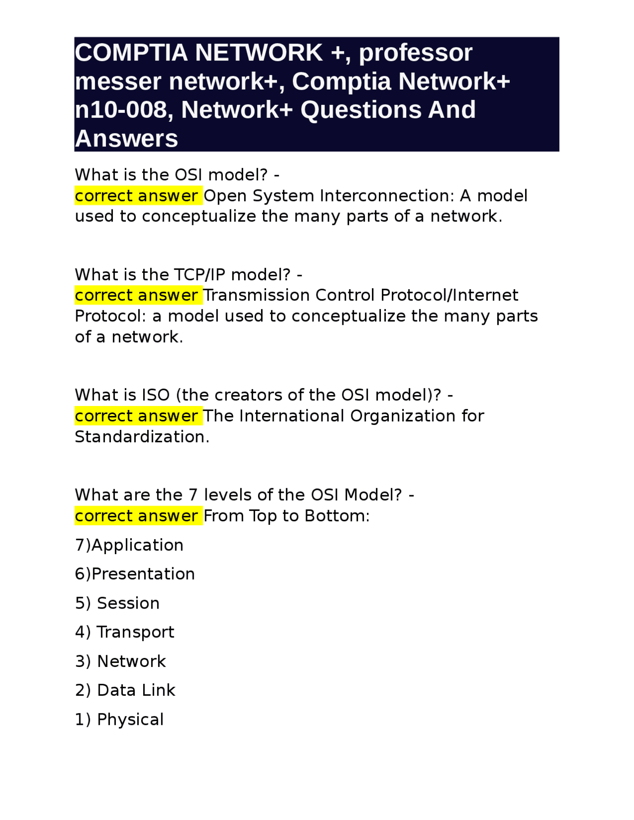 COMPTIA NETWORK +, professor messer network+, Comptia Network+ n10-008 ...
