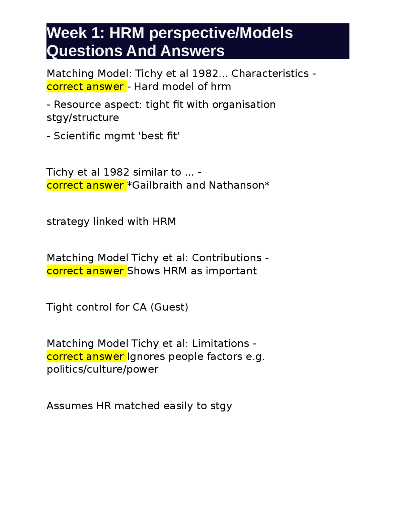 Comparing HRM Models: Matching, Harvard, Contextual, and Integrative ...