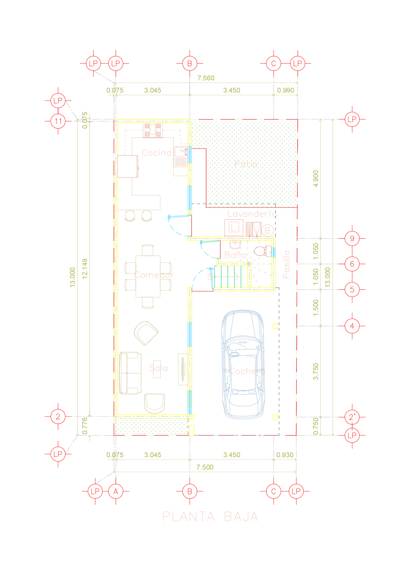 Ejemplo de plano de primera planta | Guías, Proyectos, Investigaciones de Diseño | Docsity