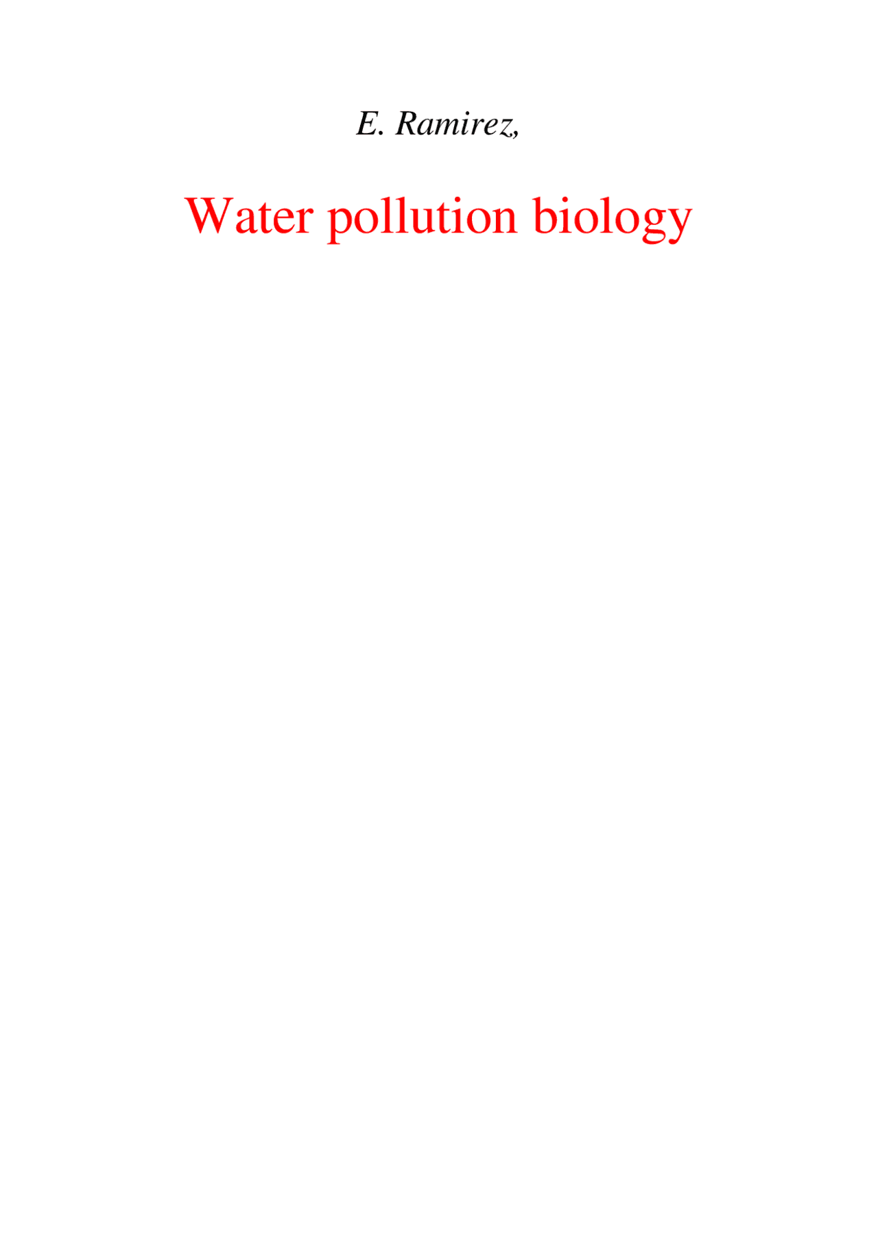 Water pollution biology | Summaries Biology | Docsity