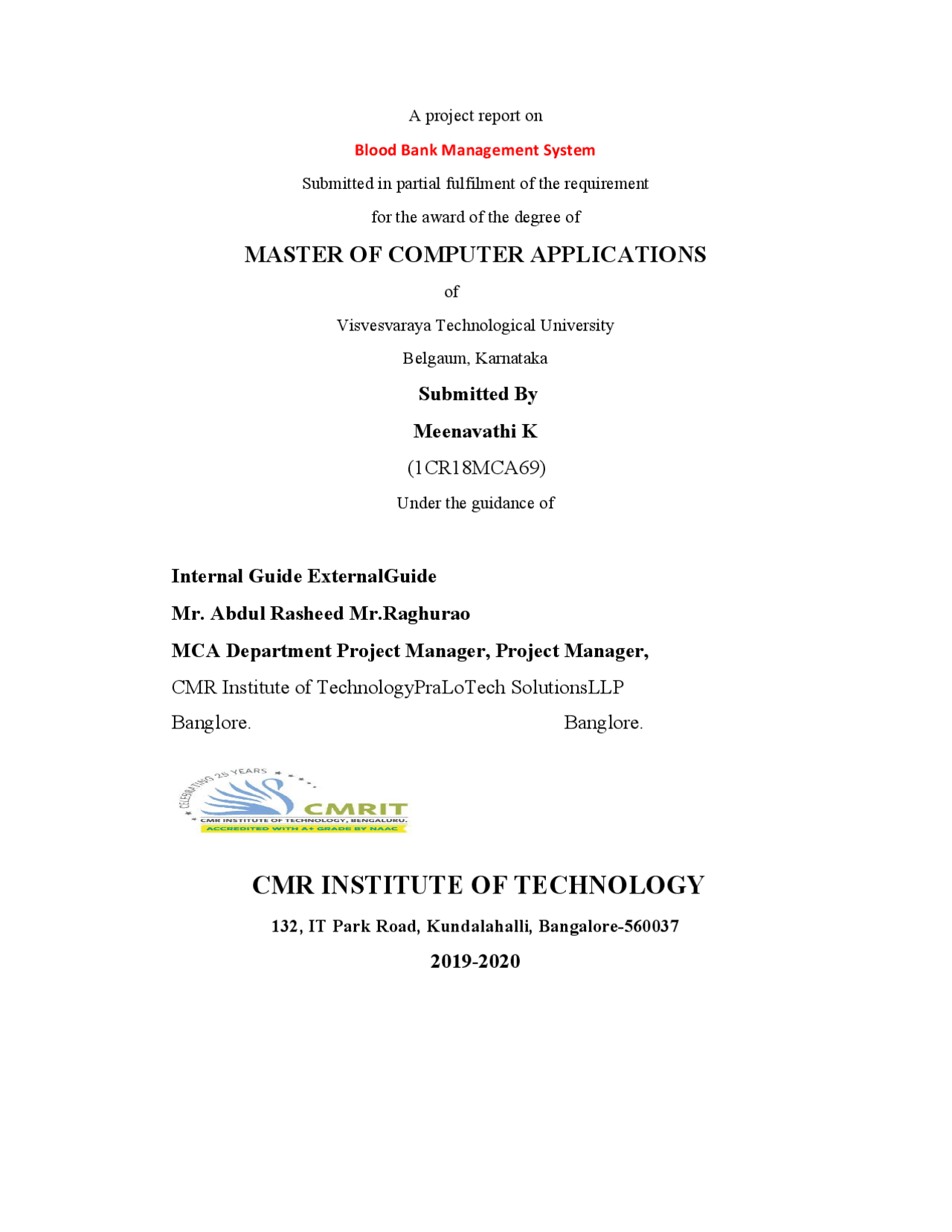 Blood bank management system | Papers Software Engineering | Docsity