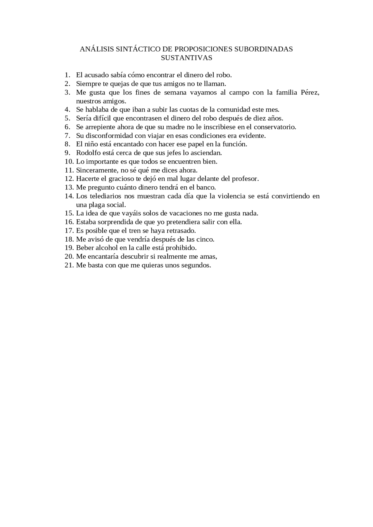 Oraciones sintaxis 2 bach cyl | Ejercicios de Lengua y Literatura | Docsity