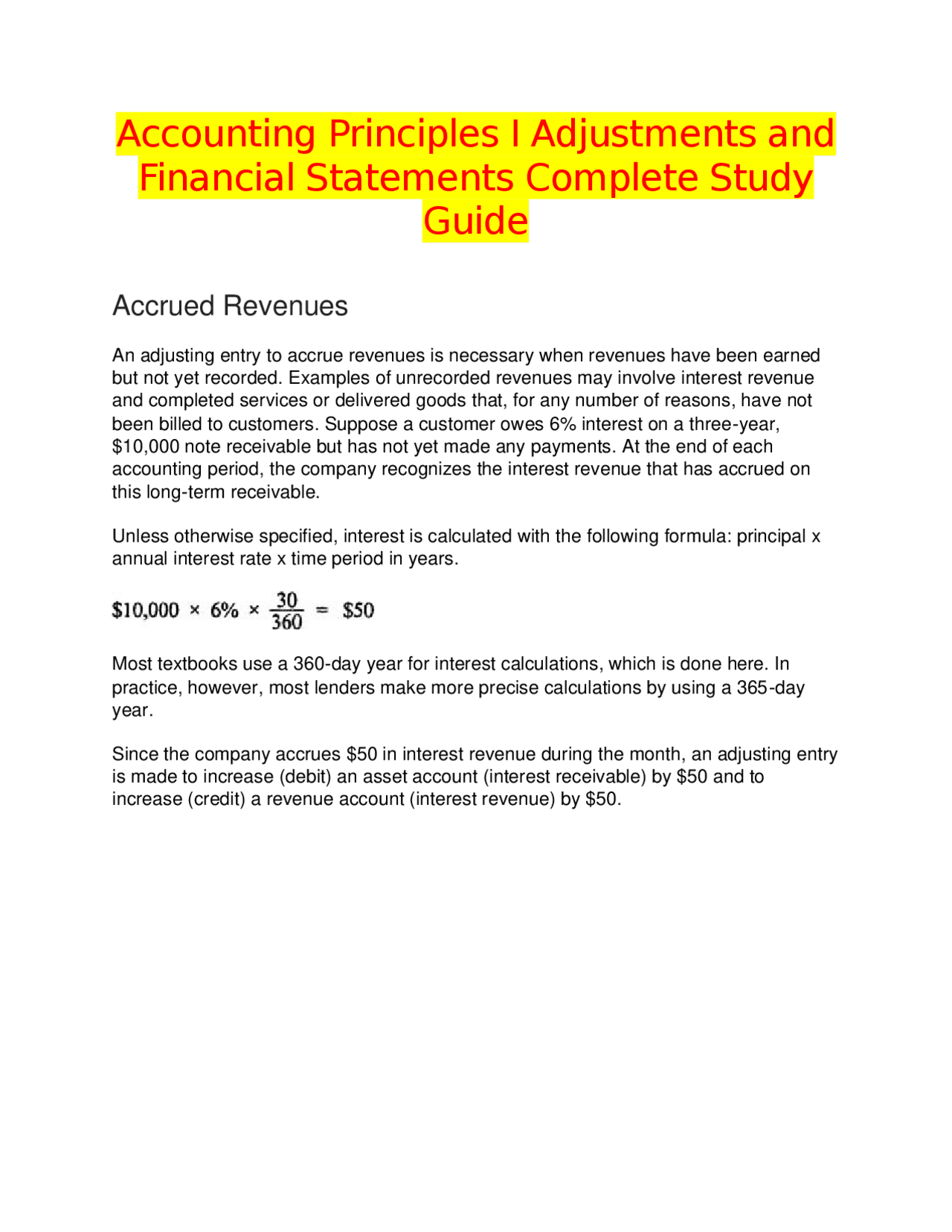 Accounting Principles I Adjustments and Financial Statements Complete ...