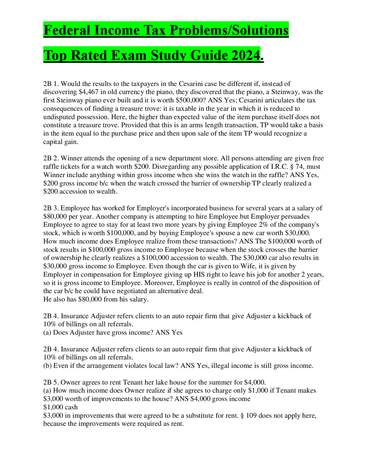 Understanding Gross Income: IRC § 74 and Raffle Prizes | Exams ...