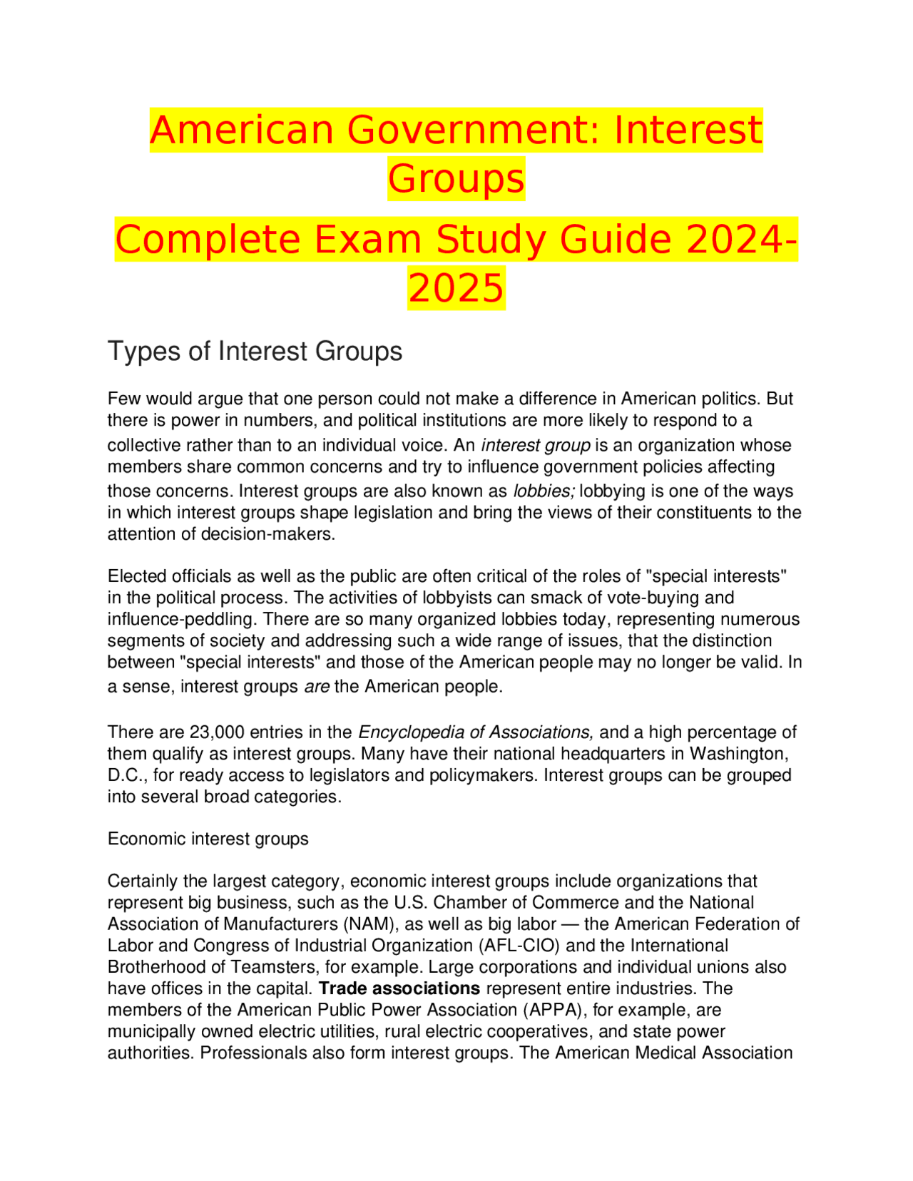 Interest Groups in American Politics: Types, Functions, and Influence ...