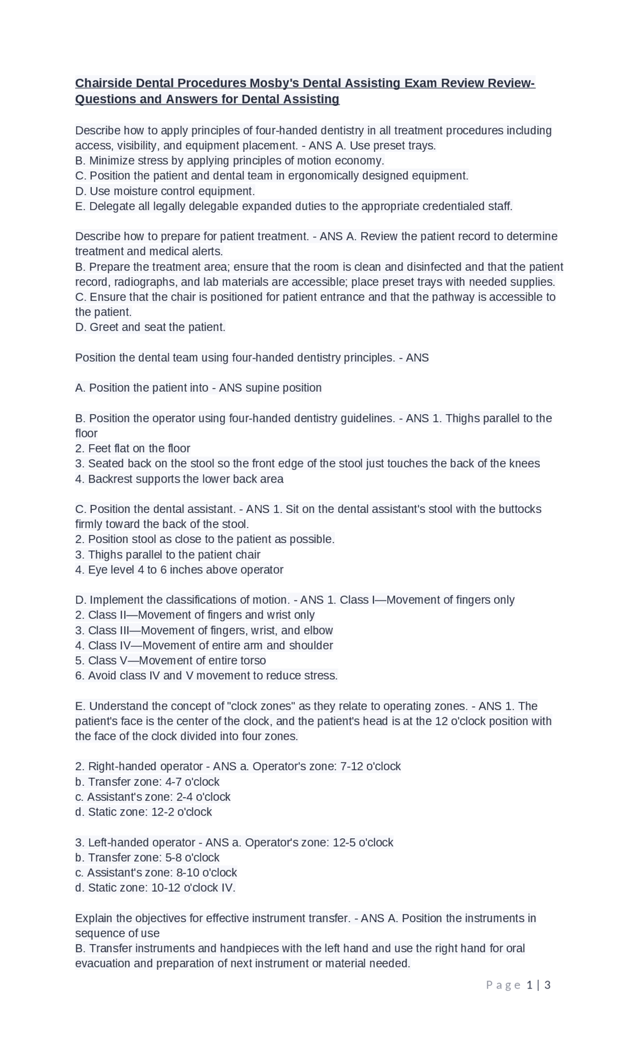 Review Q&A on Four-Handed Dentistry & Instrument Transfer in Dental ...