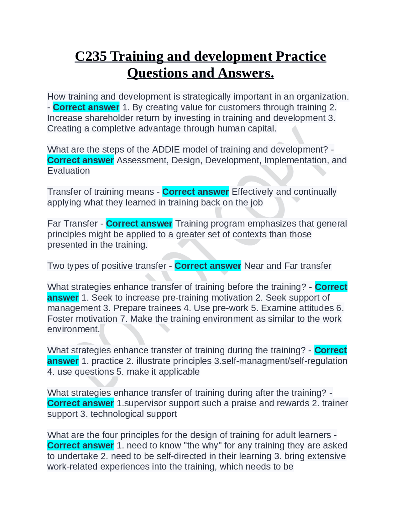Training And Development Strategies In Organizations Principles And Models Exams Training And 