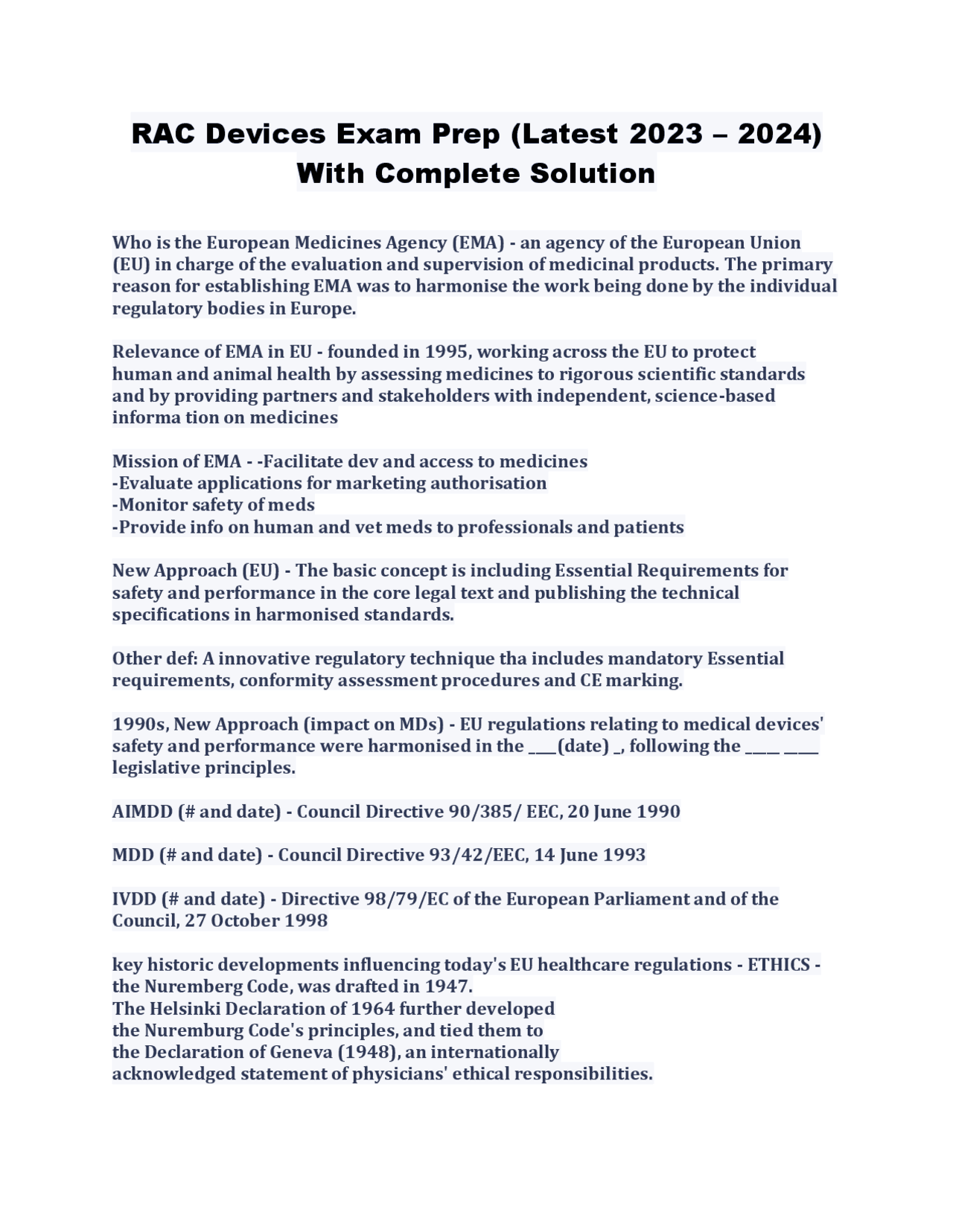 RAC Devices Exam Prep (Latest 2023 – 2024) With Complete Solution ...