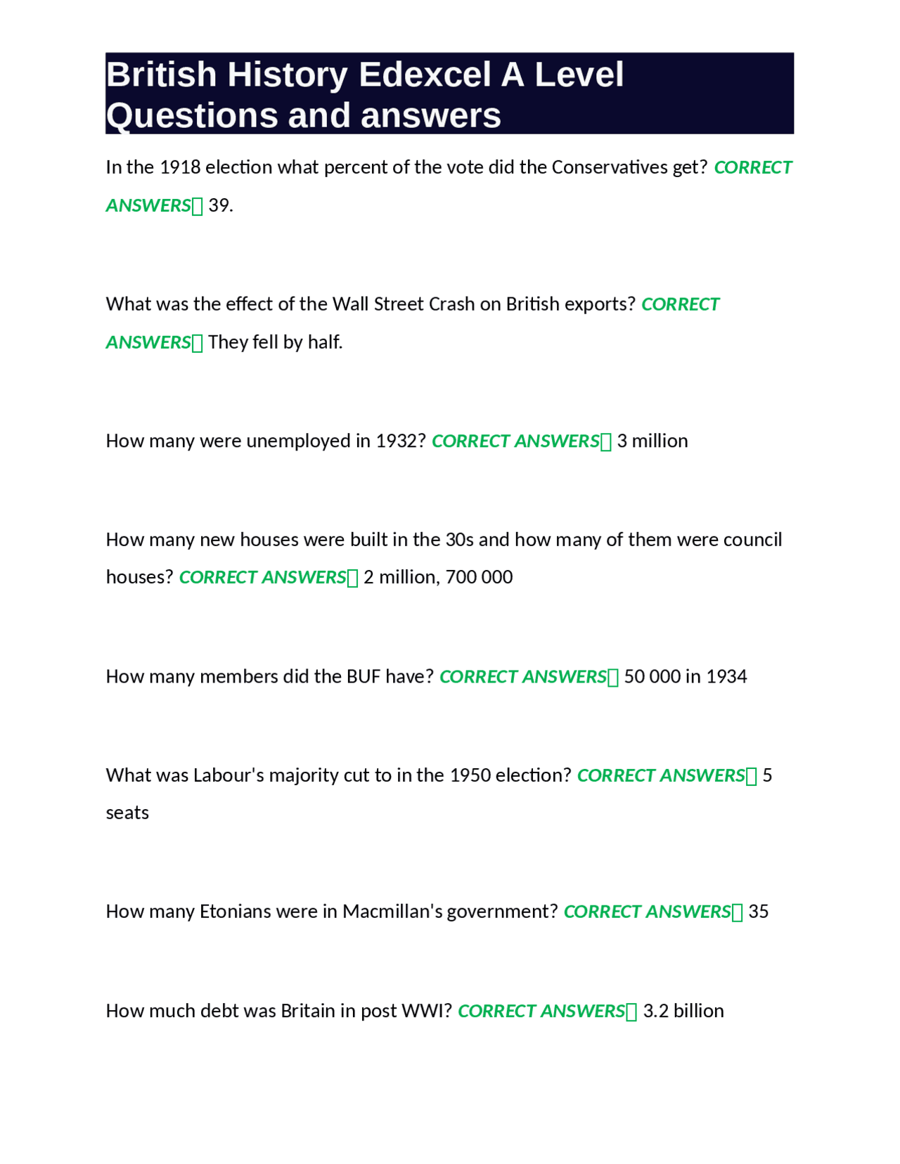 British History Edexcel A Level Questions and Answers | Exams History ...