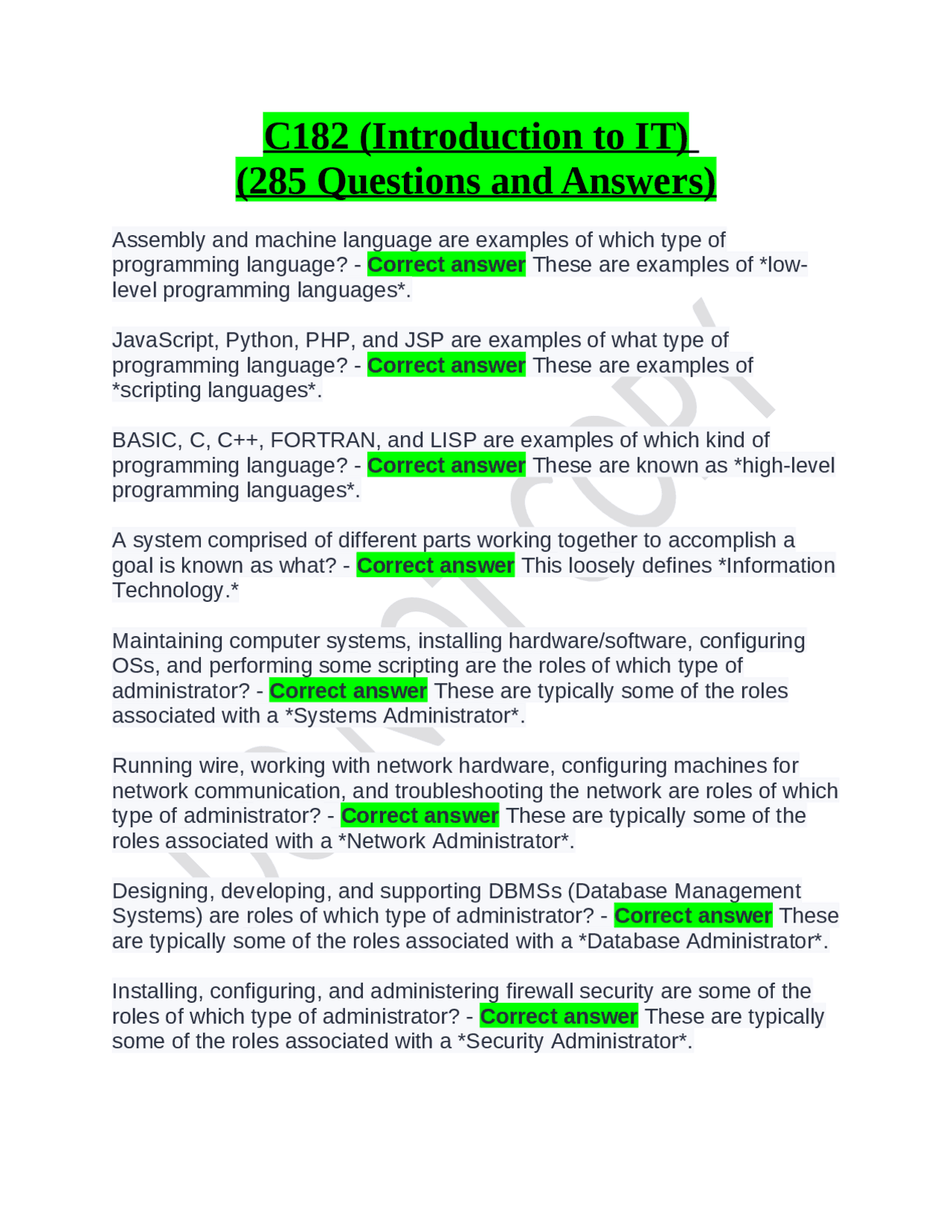 Computer Science and Information Technology Quiz Questions and Answers ...