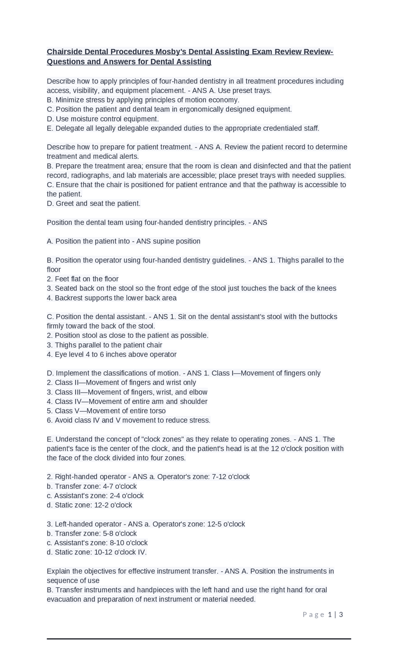 Review Q&A on Four-Handed Dentistry & Instrument Transfer in Dental ...