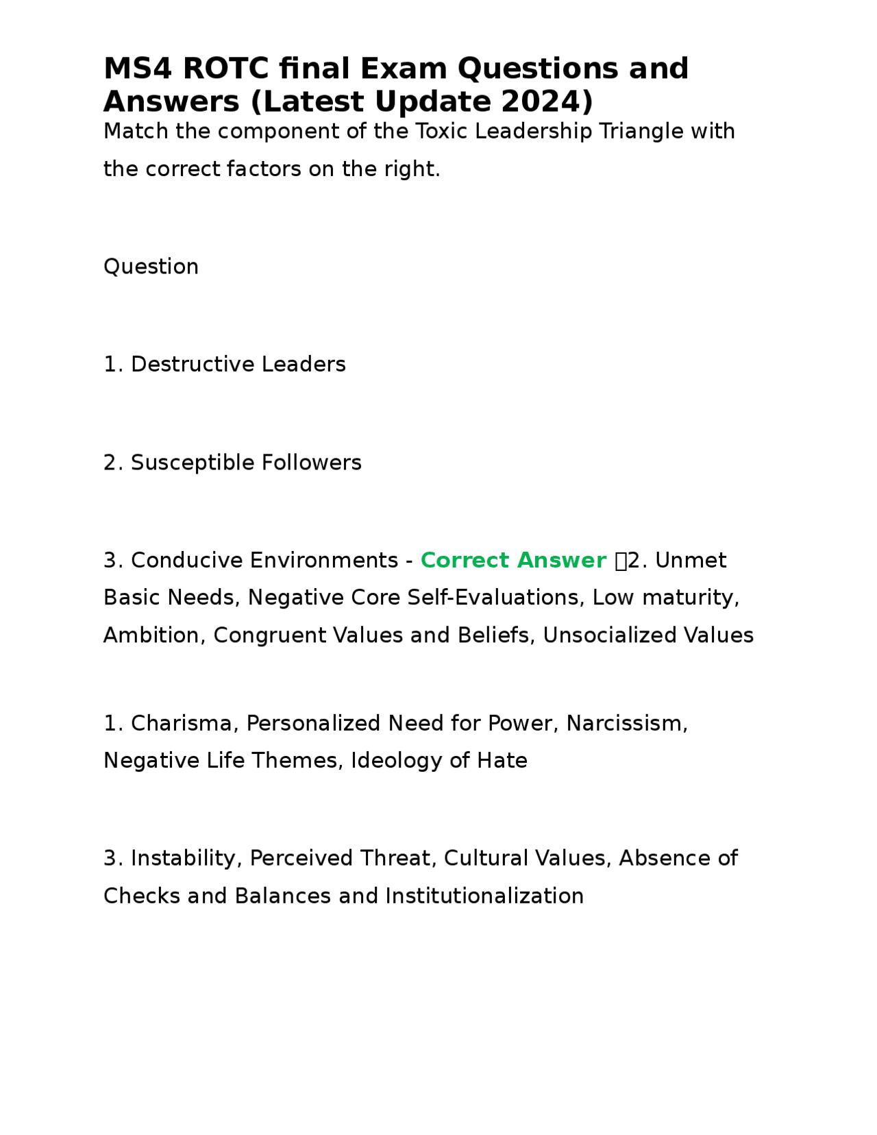 MS4 ROTC final Exam Questions and Answers (Latest Update 2024) | Exams ...