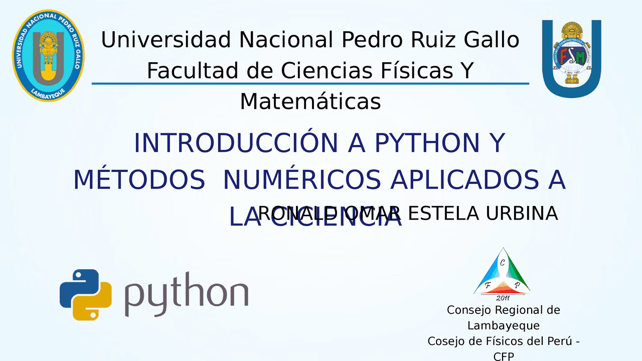Introducción a Python y Métodos Numéricos Aplicados a la Ciencia - Prof ...
