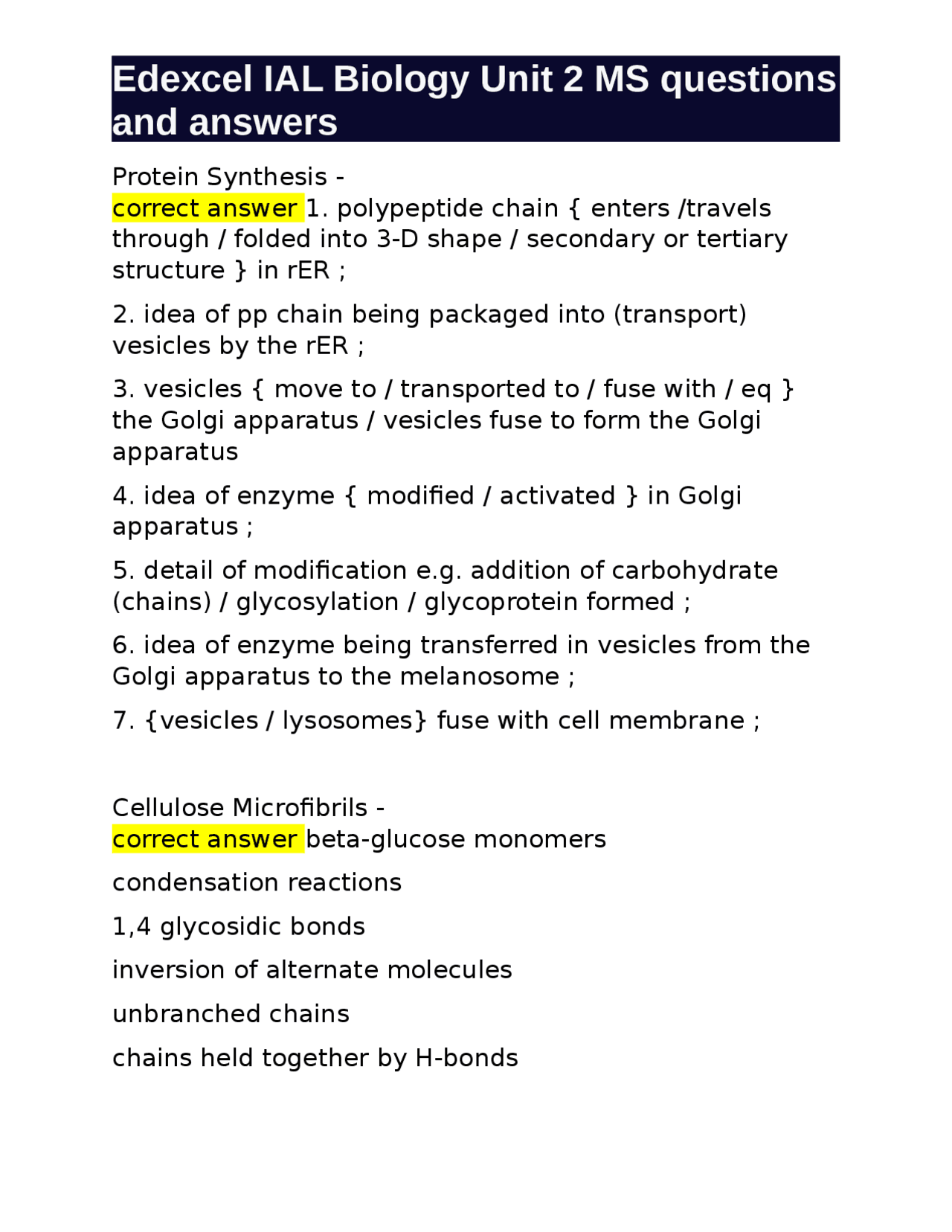 Edexcel IAL Biology Unit 2 MS questions and answers | Exams Biology ...