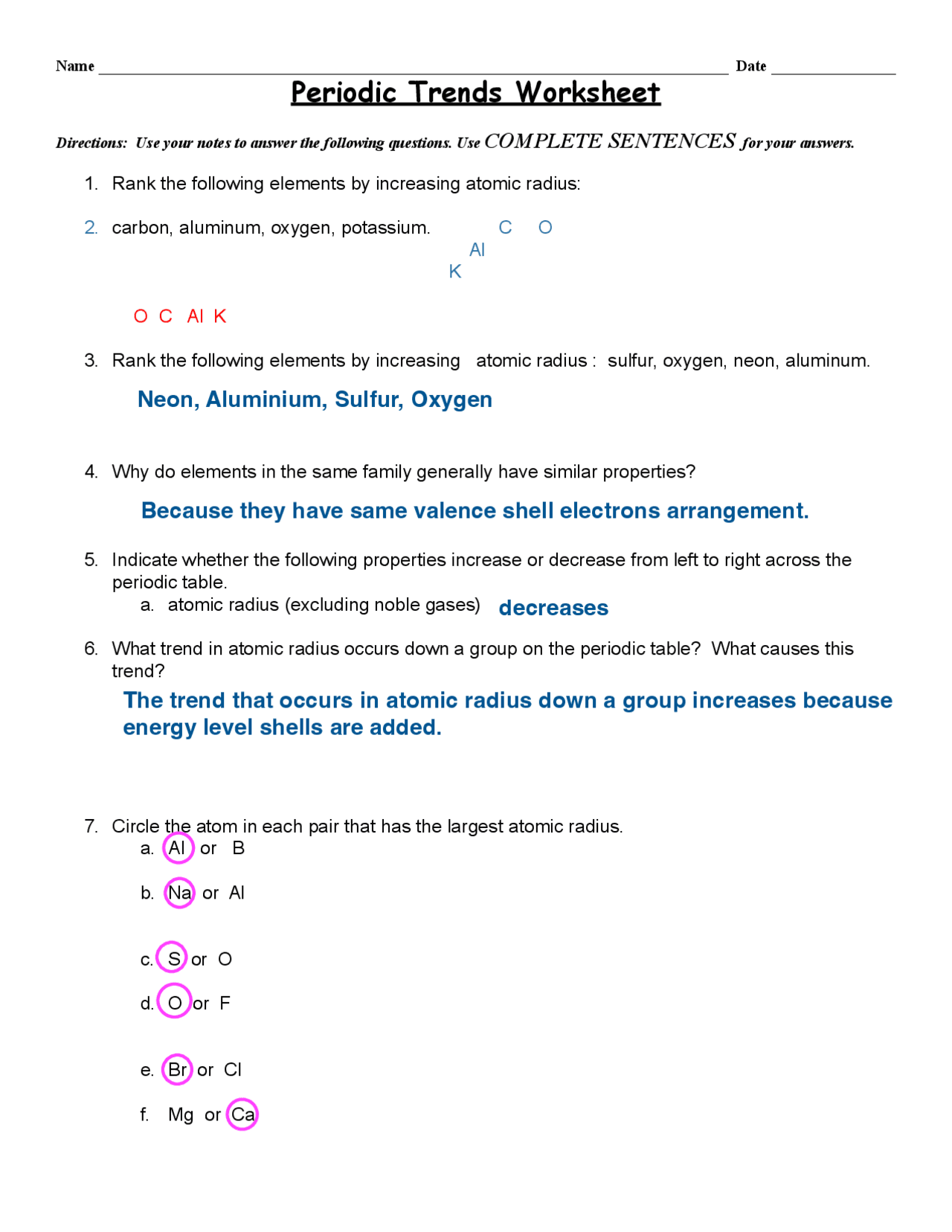 extra atomic radius practice | Apuntes de Química | Docsity