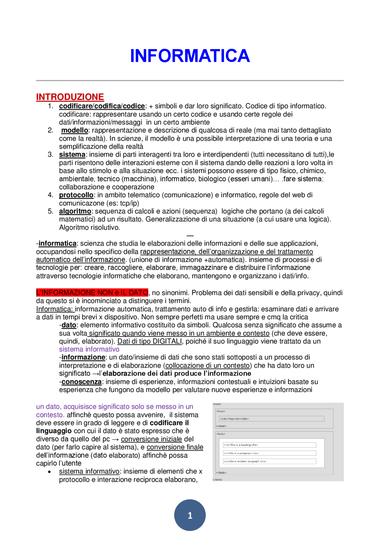 Tutte le lezioni di informatica, integrazione slide ed esercizi ...