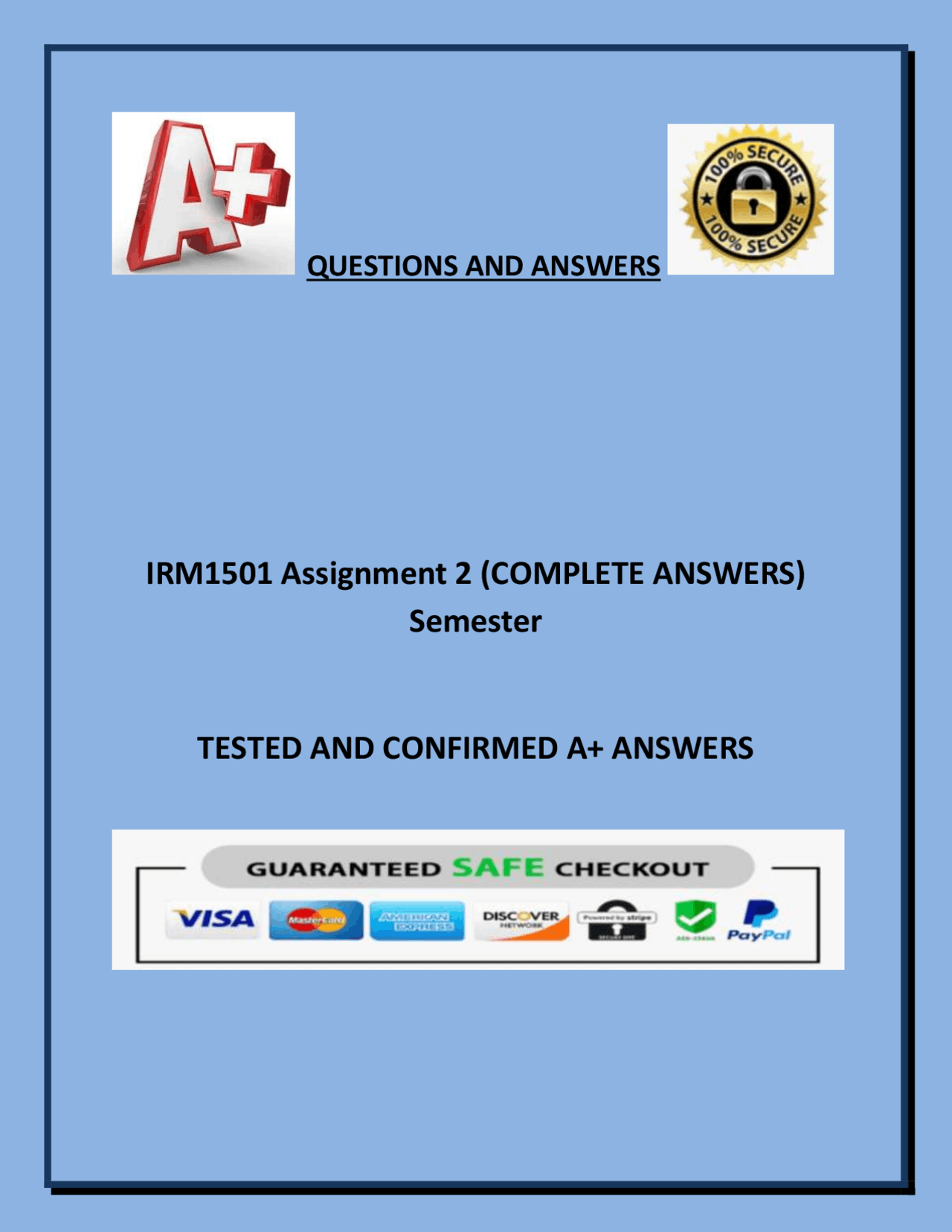 IRM1501 Assignment 2 (COMPLETE ANSWERS.pdf | Exams History | Docsity