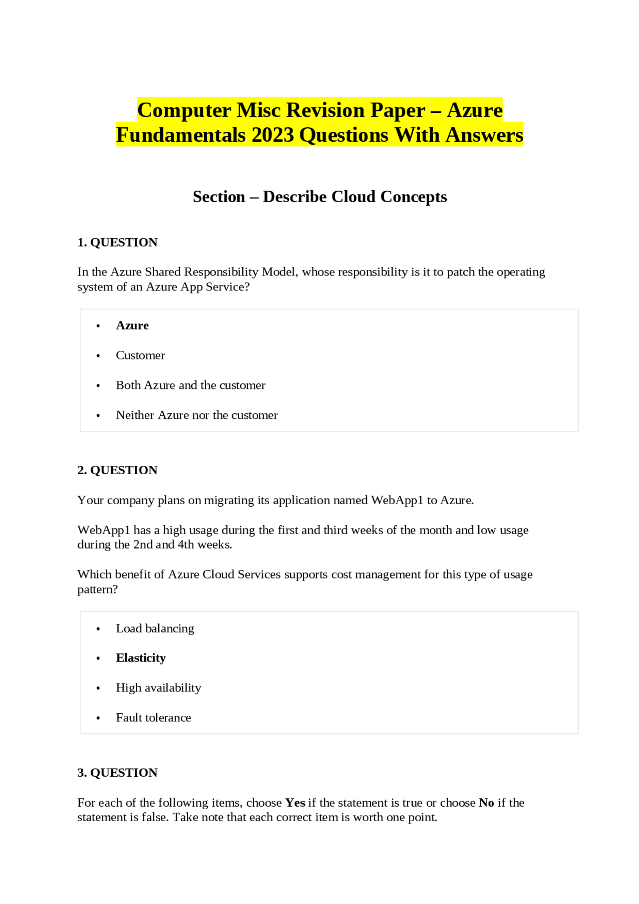 Azure Services and Tools: A Comprehensive Overview | Exams Computer Networks | Docsity