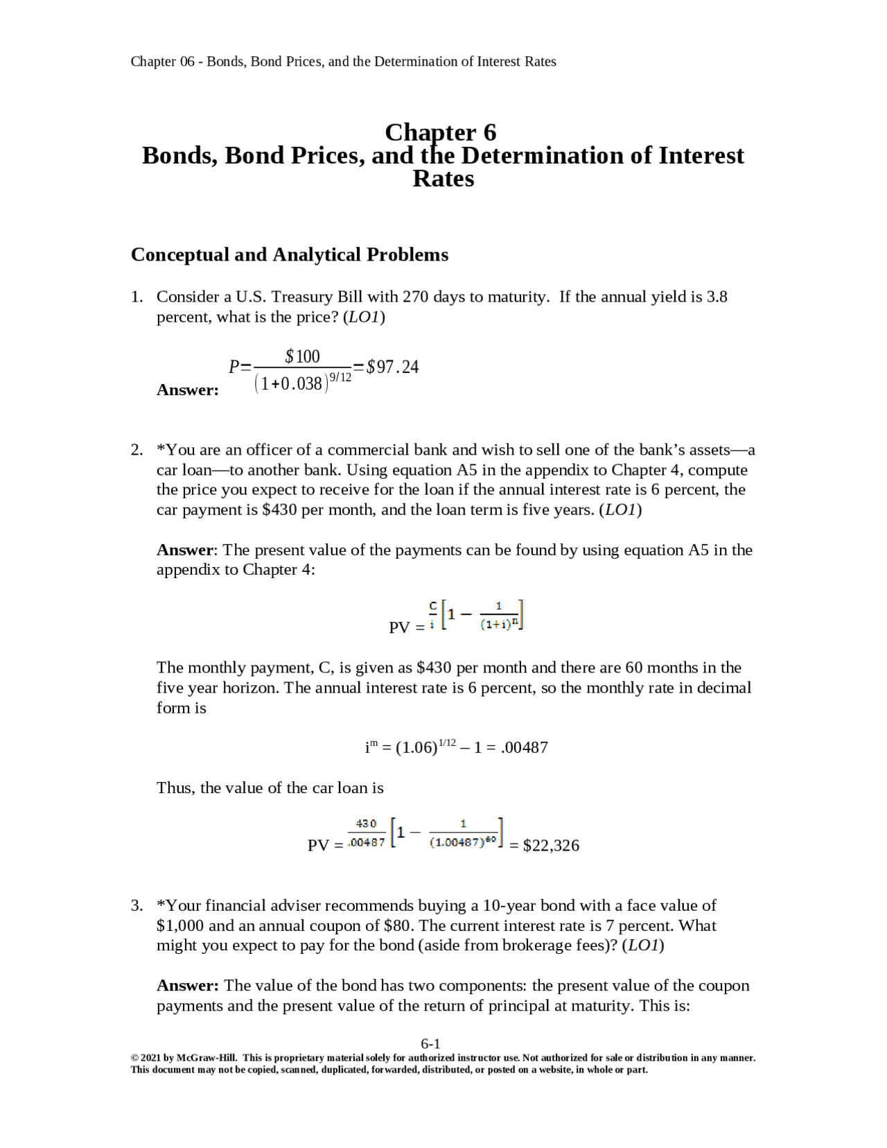Bonds, Bond Prices, and Interest Rates Determination | Exercises ...