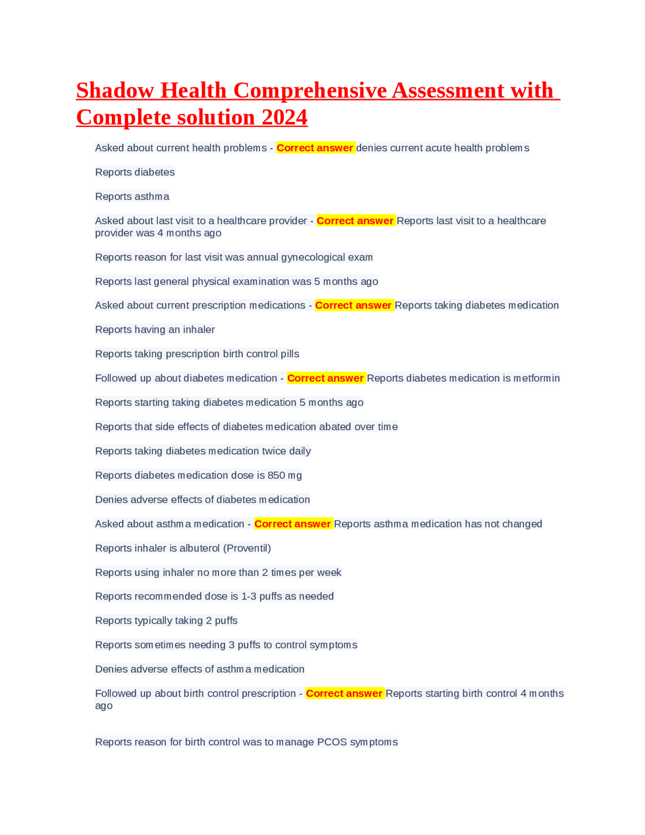 Comprehensive Health Assessment of a Patient with Diabetes and Asthma ...
