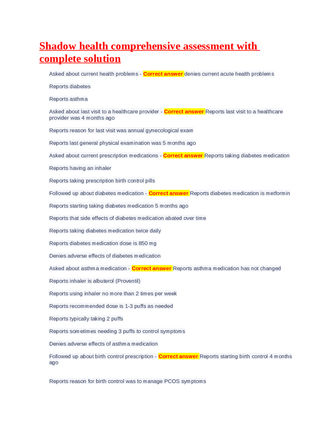 Comprehensive Health Assessment: Diabetes, Asthma, and Medication Use ...