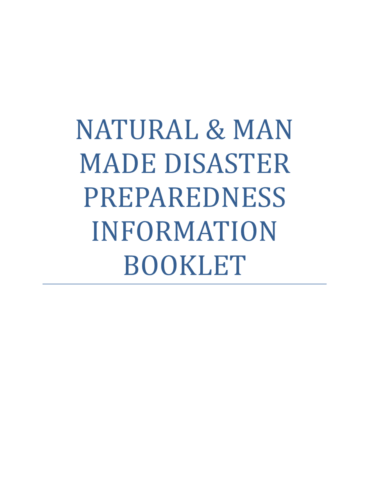 NATURAL & MAN MADE DISASTER PREPAREDNESS INFORMATION BOOKLET | Essays ...