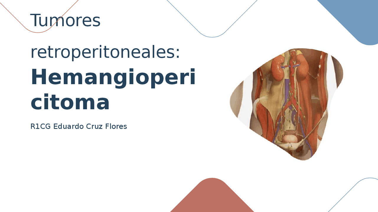 Tumores retroperitoneales | Diapositivas de Medicina | Docsity