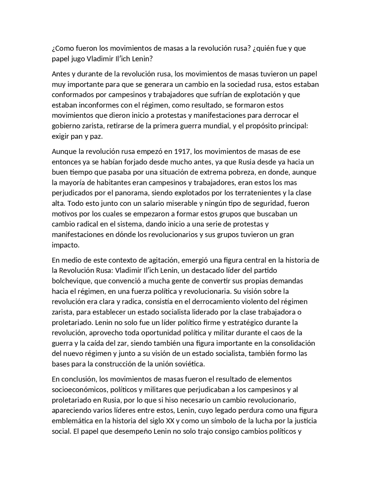 movimientos de masas en la revolucion rusa | Monografías, Ensayos de ...