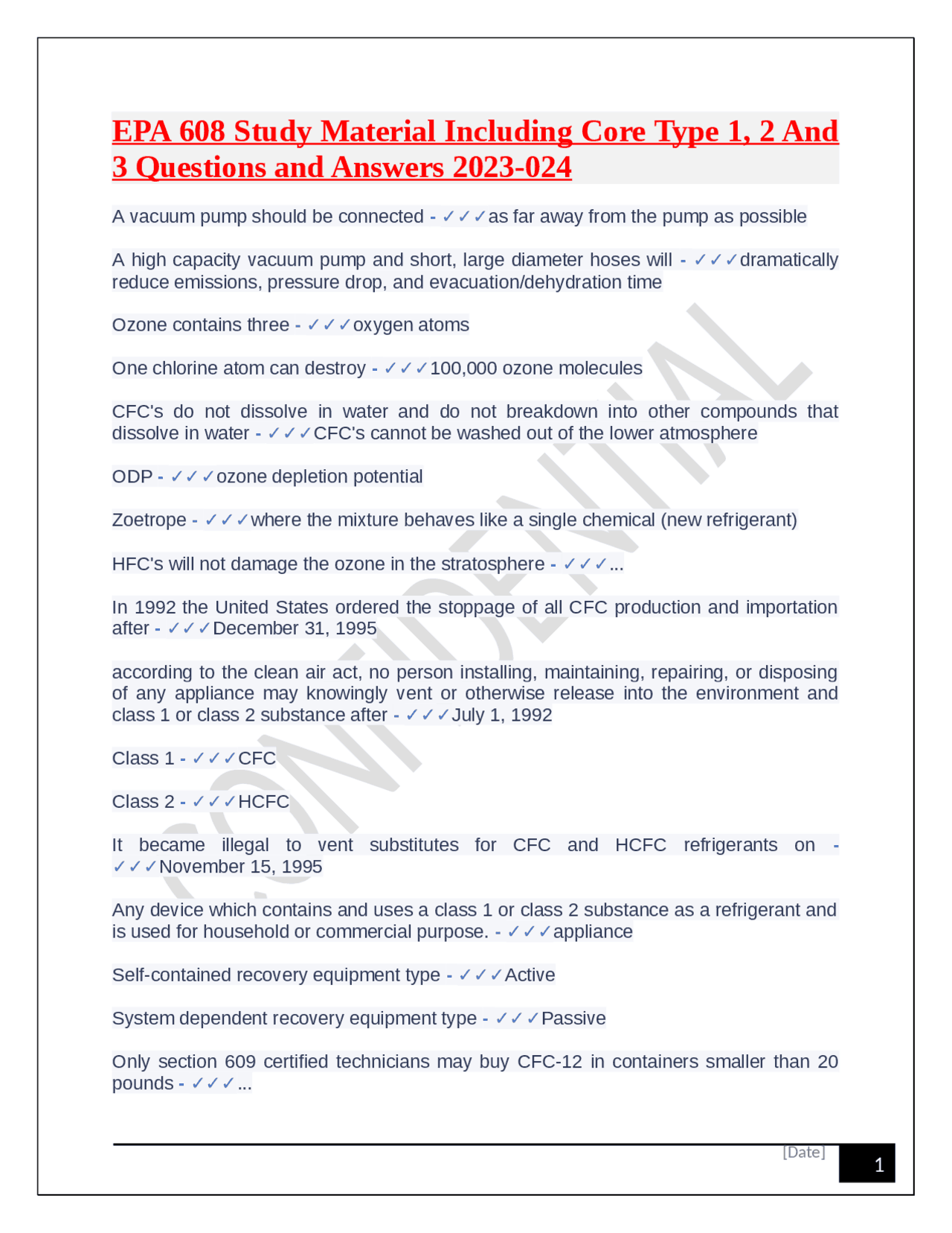 EPA 608 Study Material: Refrigerant Handling and Recovery | Exams ...