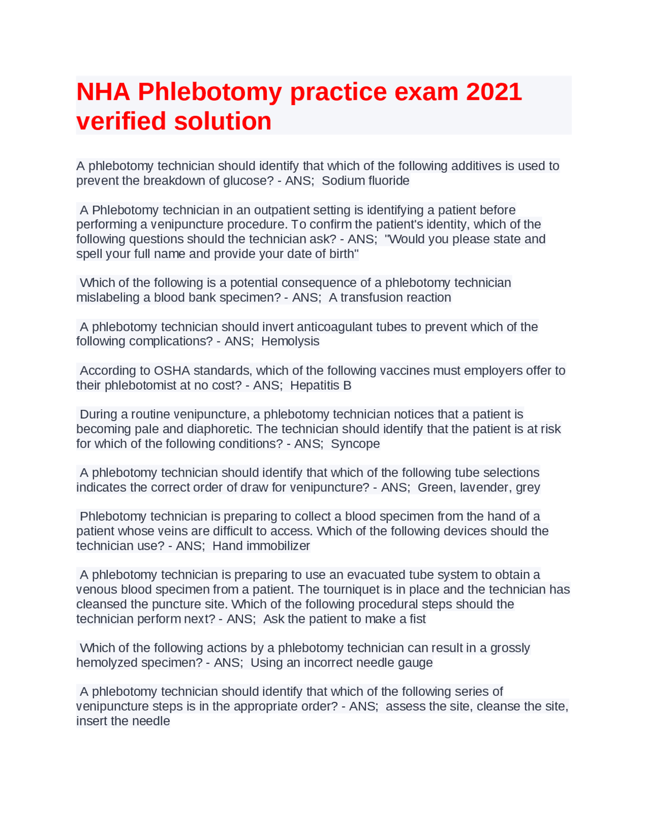 Phlebotomy Technician Procedures: Collecting and Handling Blood ...